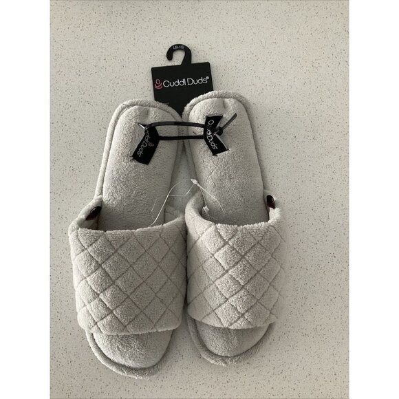 Cuddl Duds | Shoes | Cuddl Duds Open Toe Quilted Terry Cloth Gray ...
